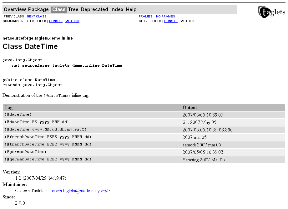 Taglets: User Guide: Custom Taglets